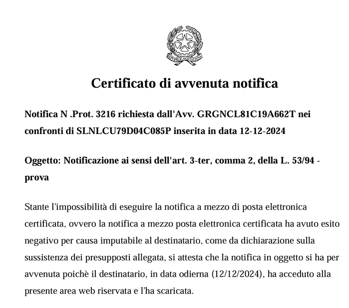 Deposito della notifica in area riservata PST | IUS